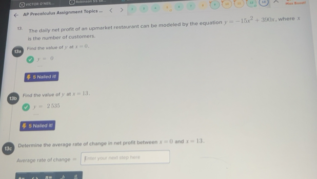 Solved: VICTOR O NEIL... 0 Robinson AP Precalculus Assignment Topics ...