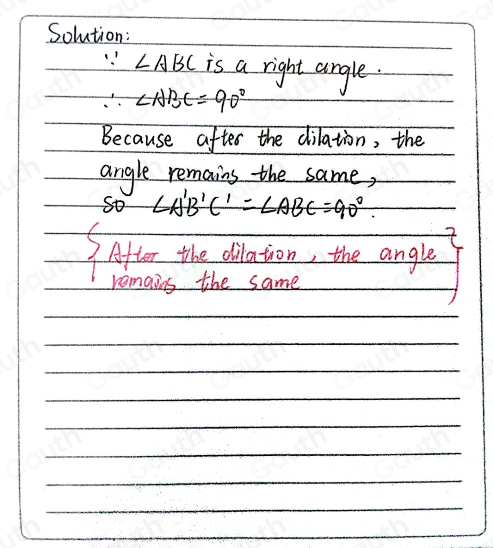 Solved: Right angle ABC is taken by a dilation with center P and scale ...
