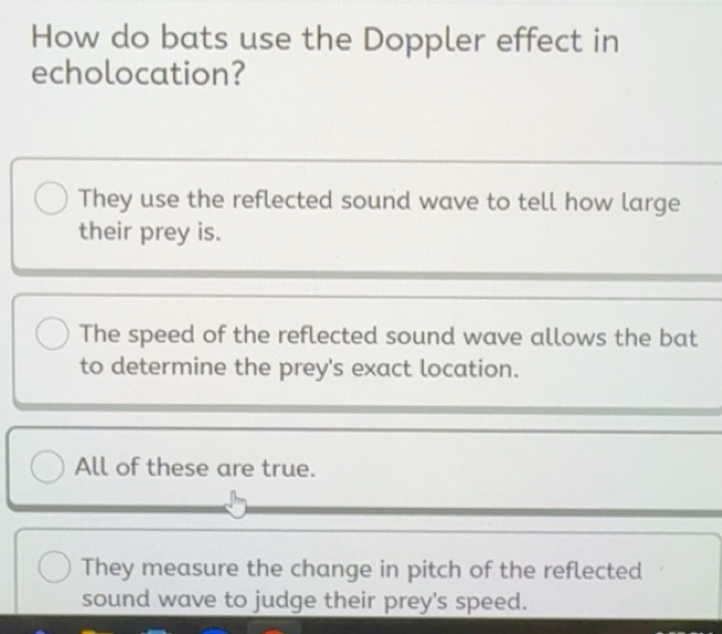Solved: How do bats use the Doppler effect in echolocation? They use ...