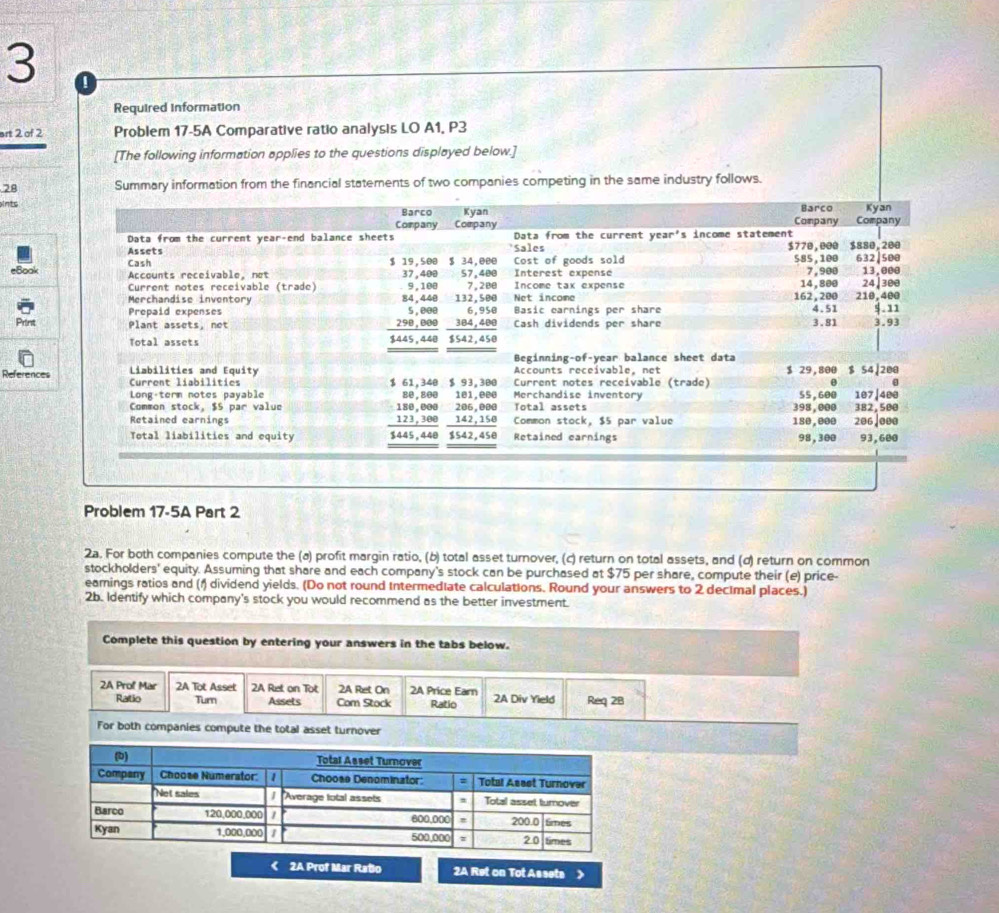Solved: Required information art 2 of 2 Problem 17-5A Comparative ratio ...