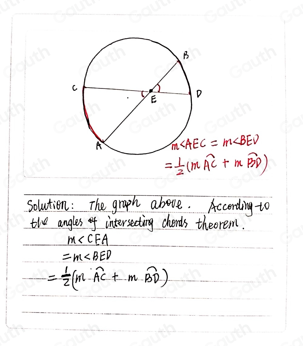 Solved: According to the Angles of Intersecting Chords Theorem, if two ...