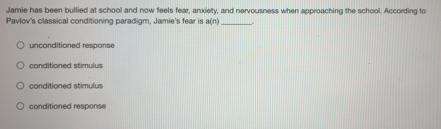 Solved: Jamie has been bullied at school and now feels fear, anxiety ...