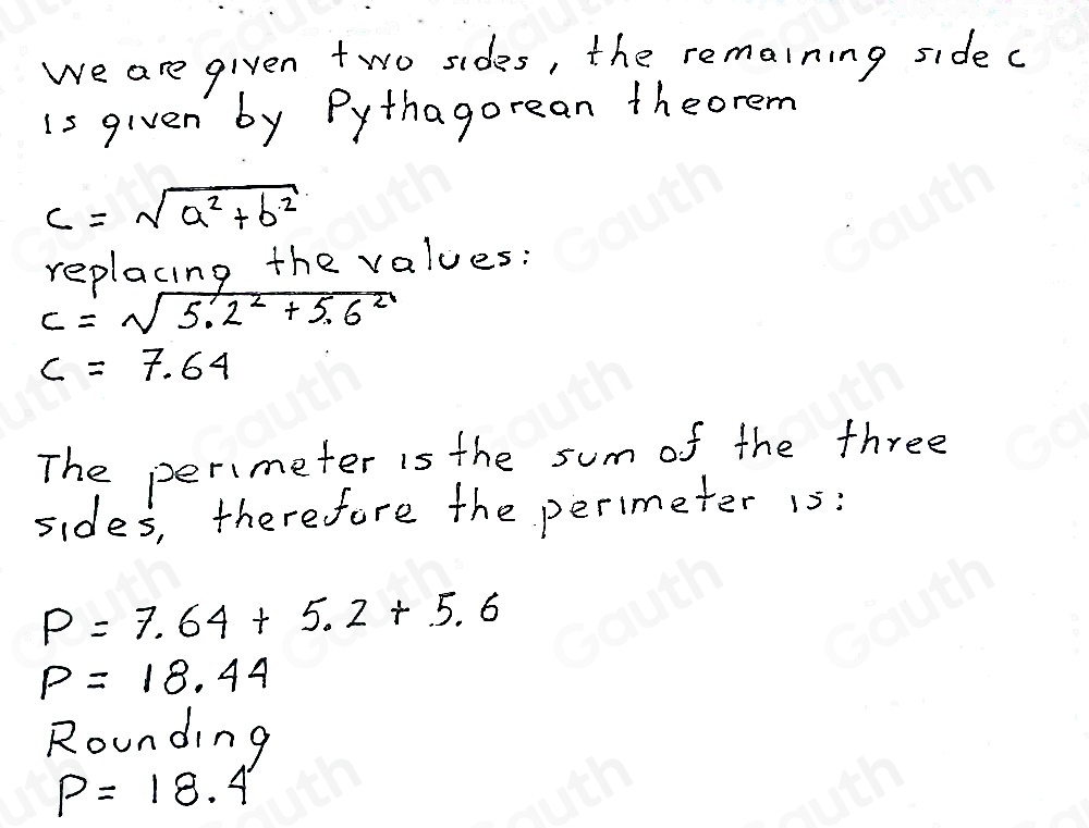 Solved: What is the perimeter? If necessary, round to the nearest tenth ...