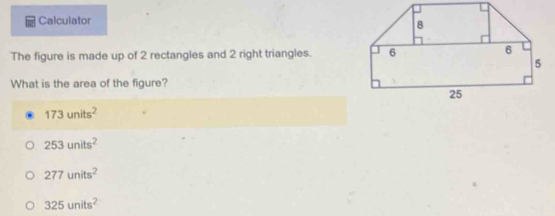 Solved: Calculator The figure is made up of 2 rectangles and 2 right ...