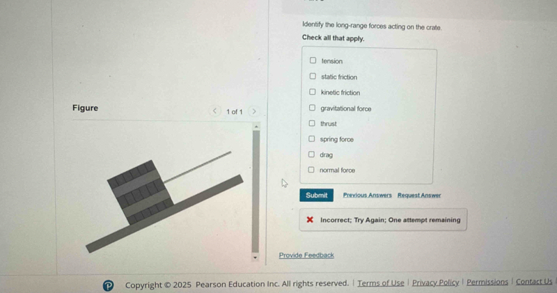 Solved: Identify the long-range forces acting on the crate. Check all ...