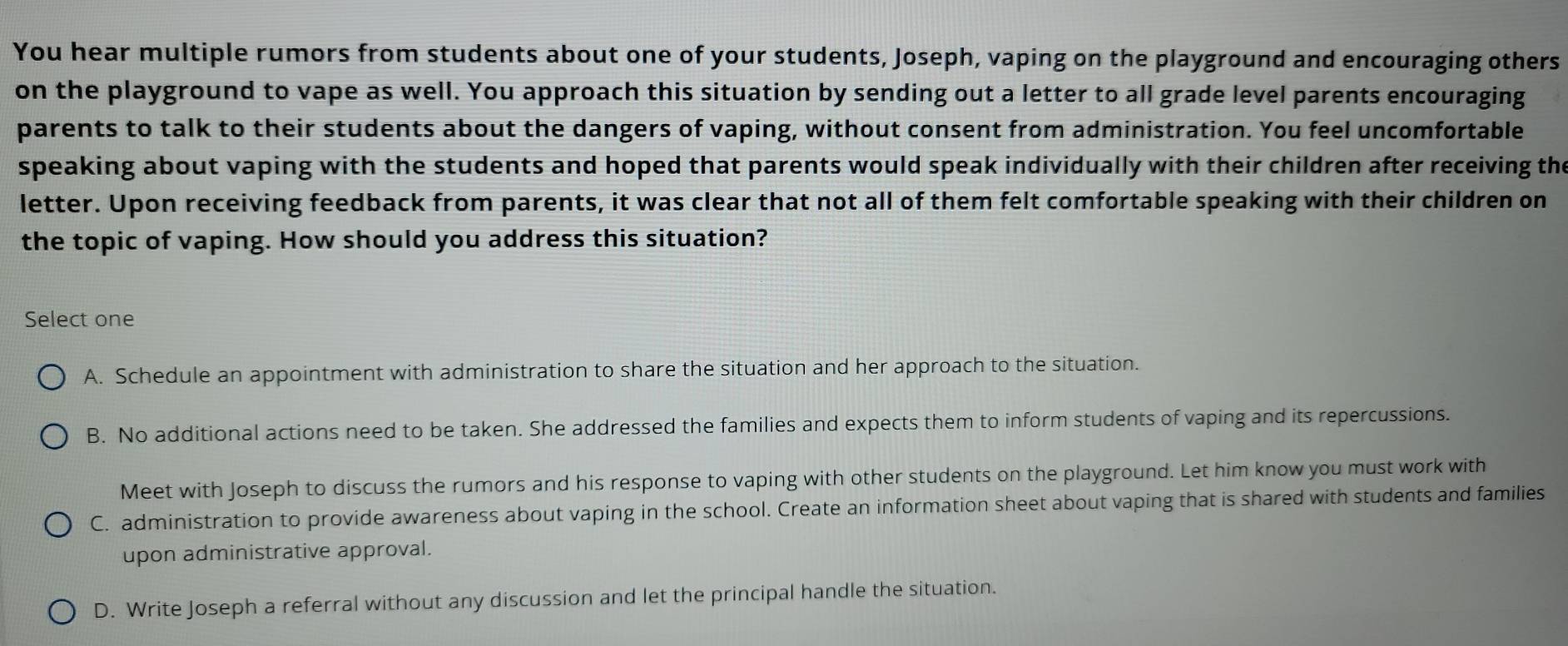 Solved: You hear multiple rumors from students about one of your ...