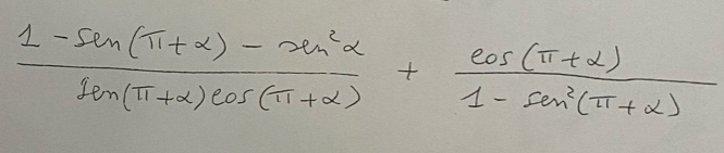 Risolto: (1-sin (π +alpha )-sin^2alpha )/tan (π +alpha )cos (π +alpha ...