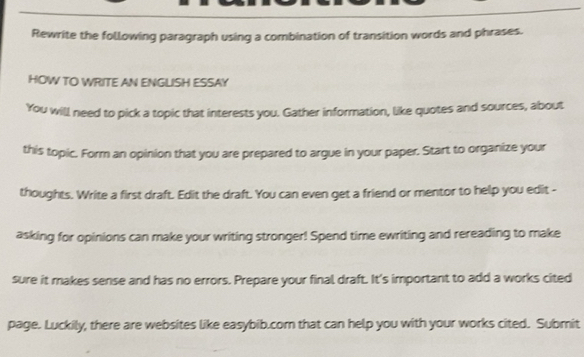 Solved: Rewrite the following paragraph using a combination of ...