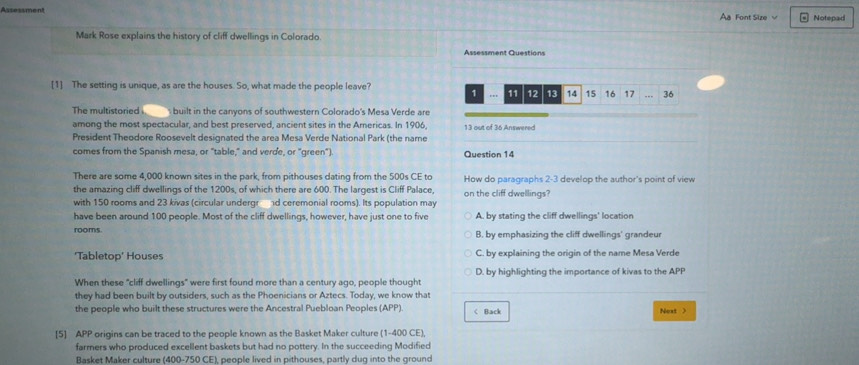 Solved: Assessment Aa Font Size Notepad Mark Rose explains the history ...
