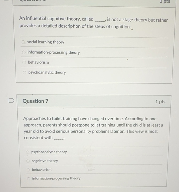 Solved: An influential cognitive theory, called _, is not a stage ...
