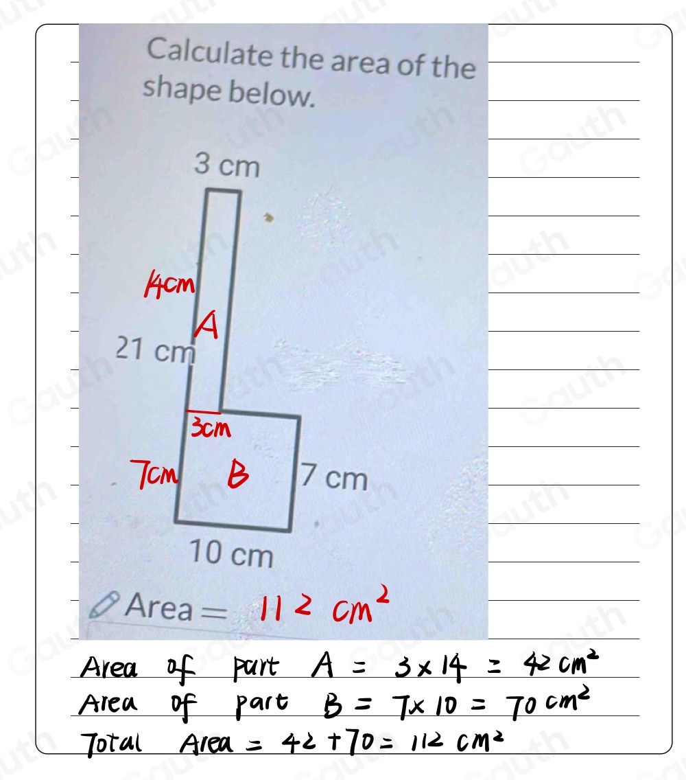 Solved: Calculate the area of the shape below. Area = [Math]