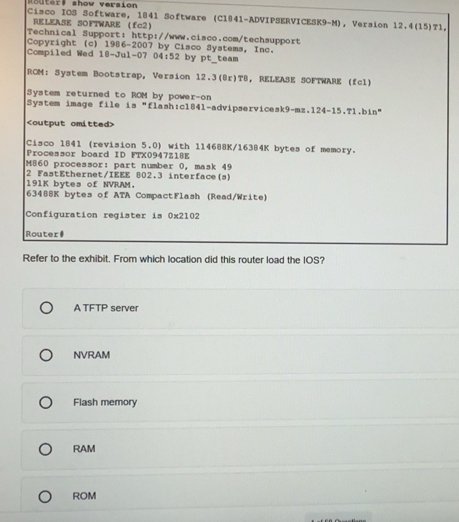 Solved: Routerš show version Cisco IOS Software, 1841 Software (C1841 ...