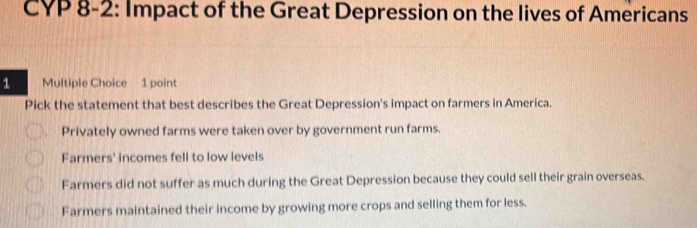 Solved: CYP 8-2: Impact of the Great Depression on the lives of ...
