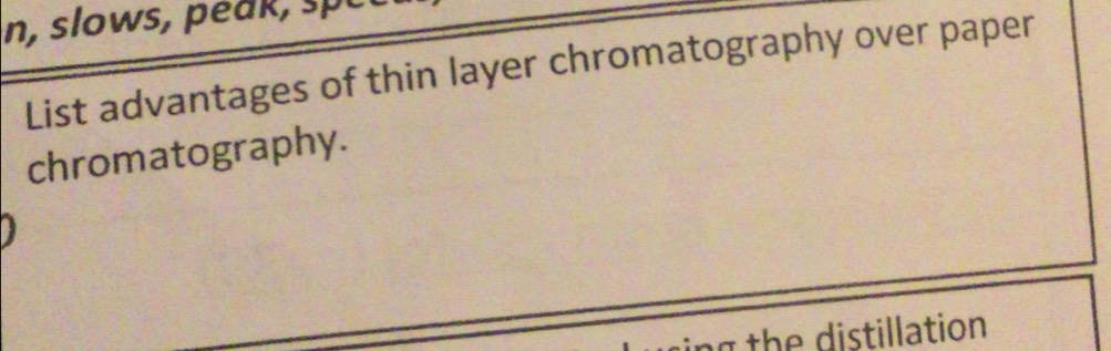 Solved: n, slows, peak, sp List advantages of thin layer chromatography ...