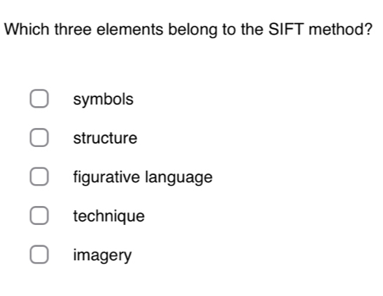Solved: Which three elements belong to the SIFT method? symbols ...