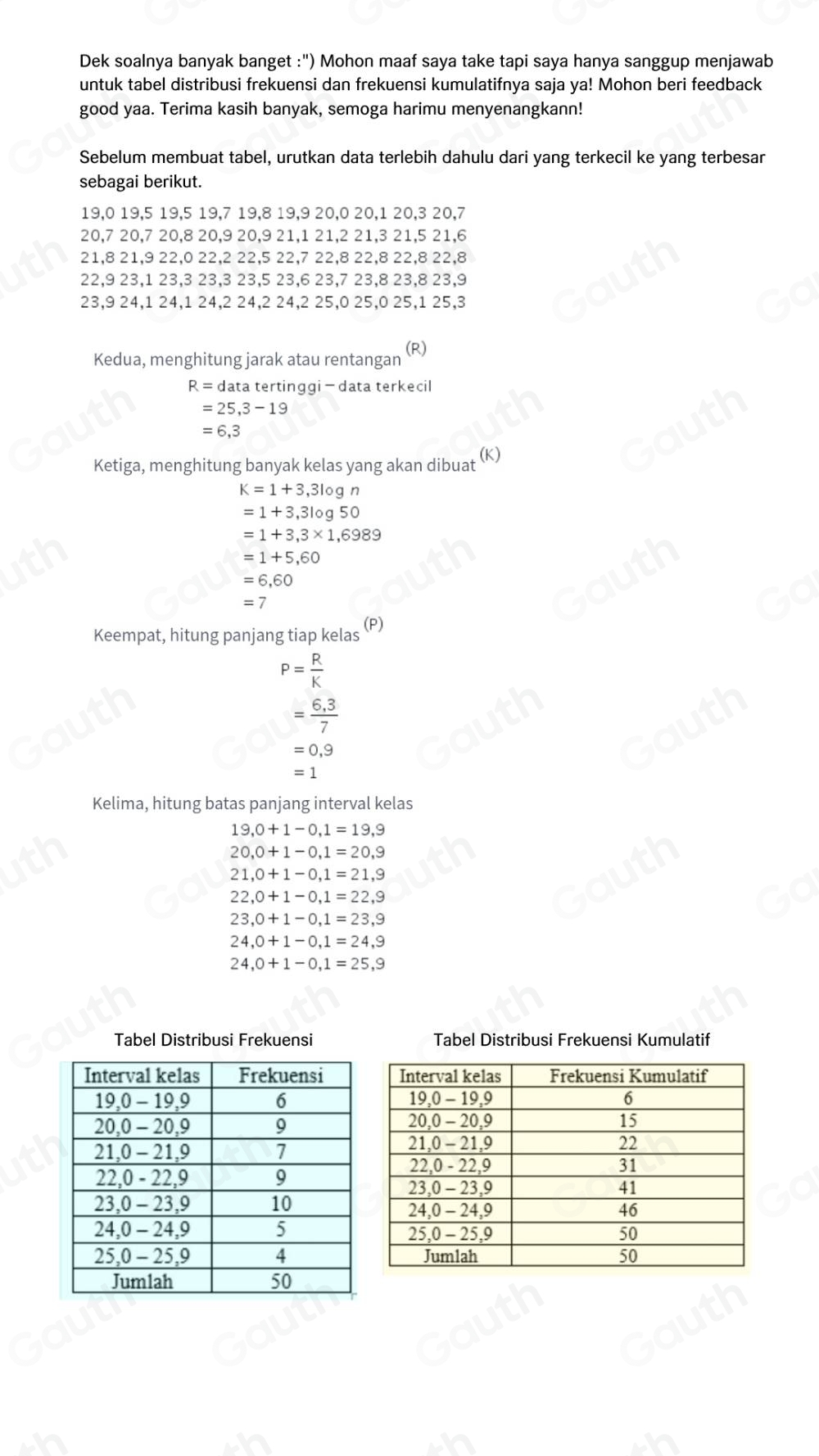 Telah dijawab:Berikut dilaporkan sebaran data waktu keterlambatan 50 ...