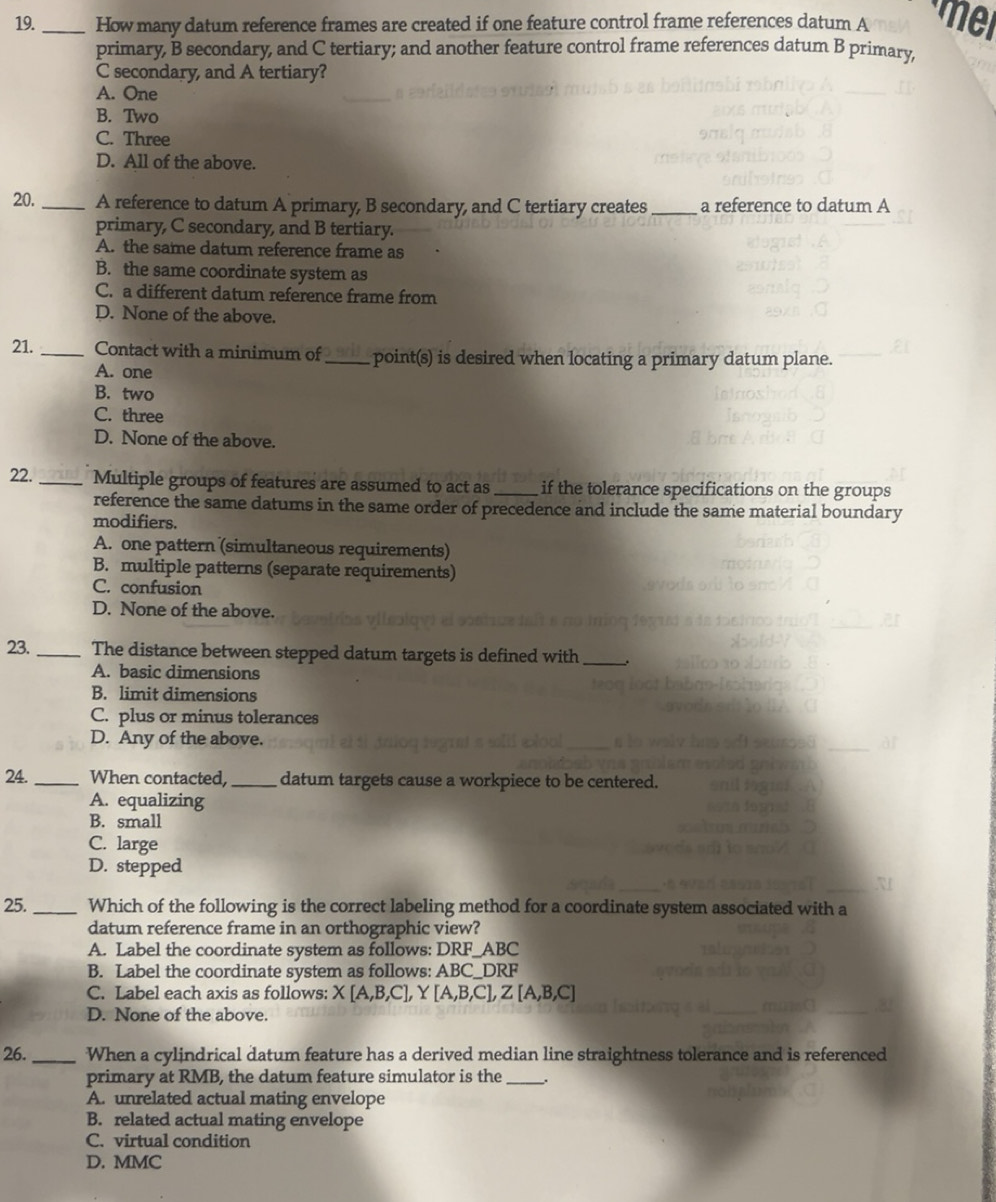 Solved: How many datum reference frames are created if one feature ...