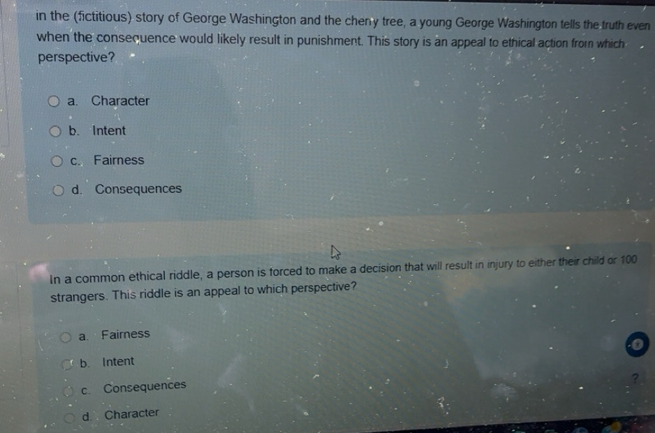 Solved: in the (fictitious) story of George Washington and the chen'y ...