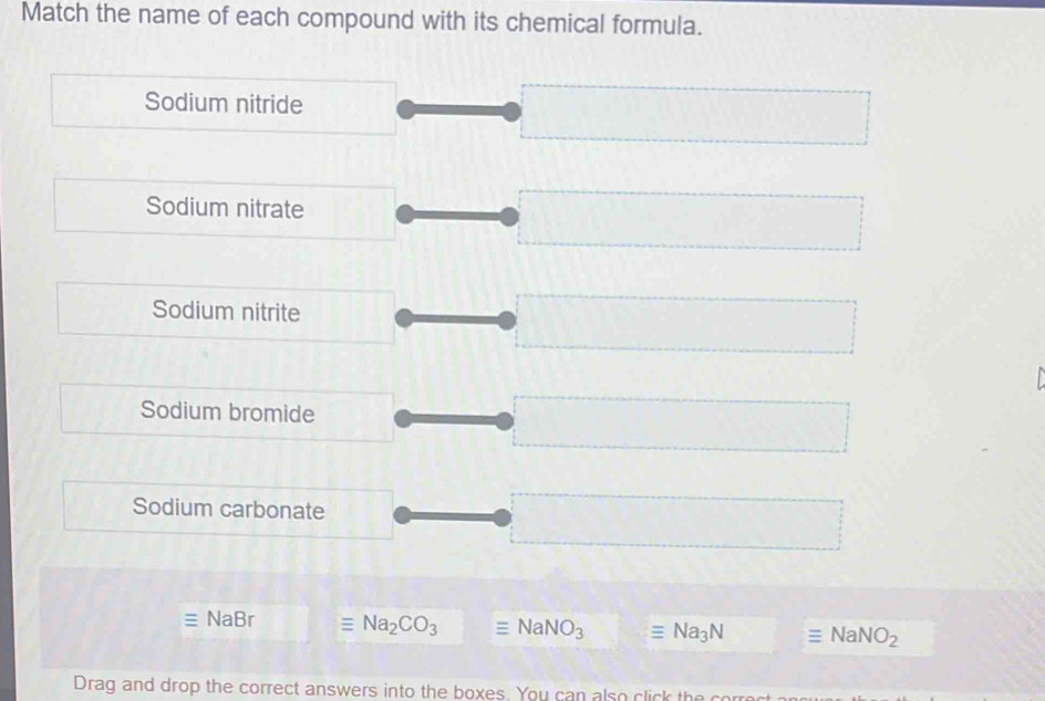 Solved: Match the name of each compound with its chemical formula ...
