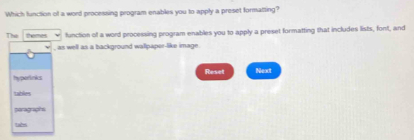 Solved: Which function of a word processing program enables you to ...