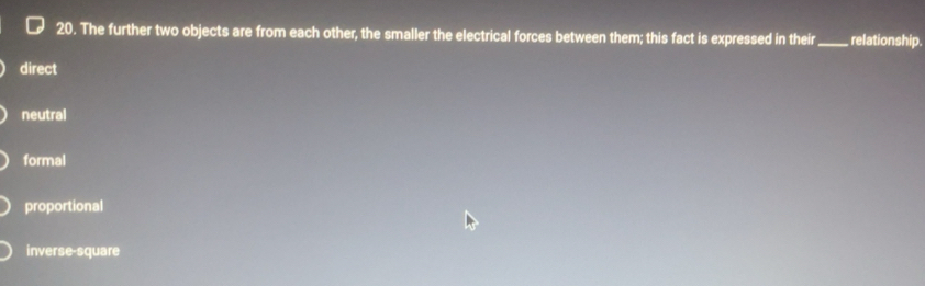 Resuelto:The further two objects are from each other, the smaller the ...