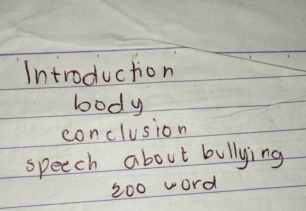 Solved: Introduction body conclusion speech about bullying 200 word ...