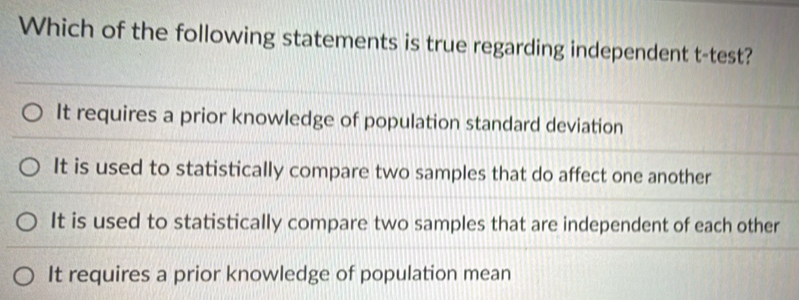 Solved: Which of the following statements is true regarding independent ...