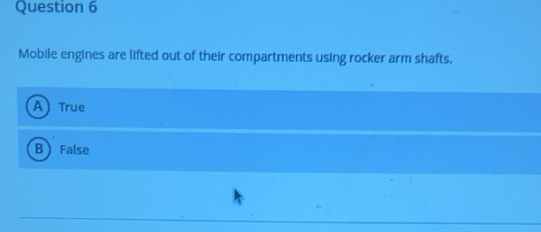 Solved: Mobile engines are lifted out of their compartments using ...