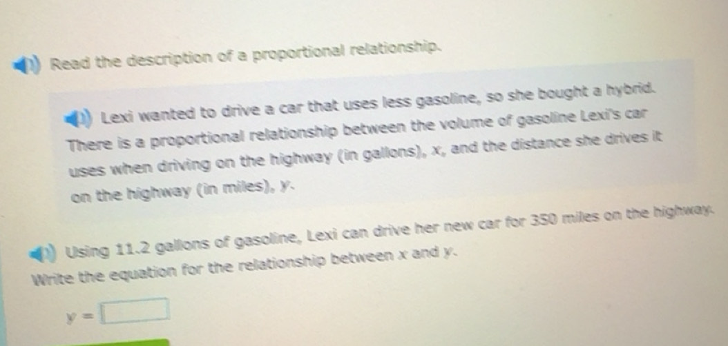 Solved: Read the description of a proportional relationship. Lexi ...