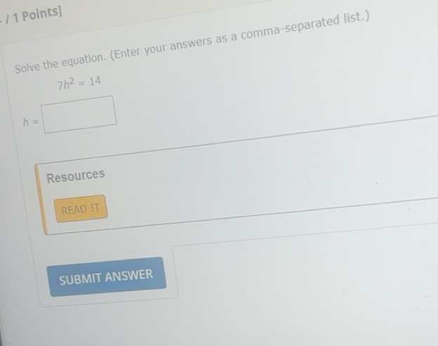 Solved: Solve the equation. (Enter your answers as a comma-separated ...