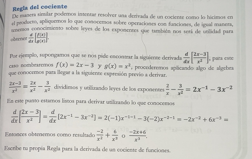 Resuelto:Regla del cociente De manera similar podemos intentar resolver ...