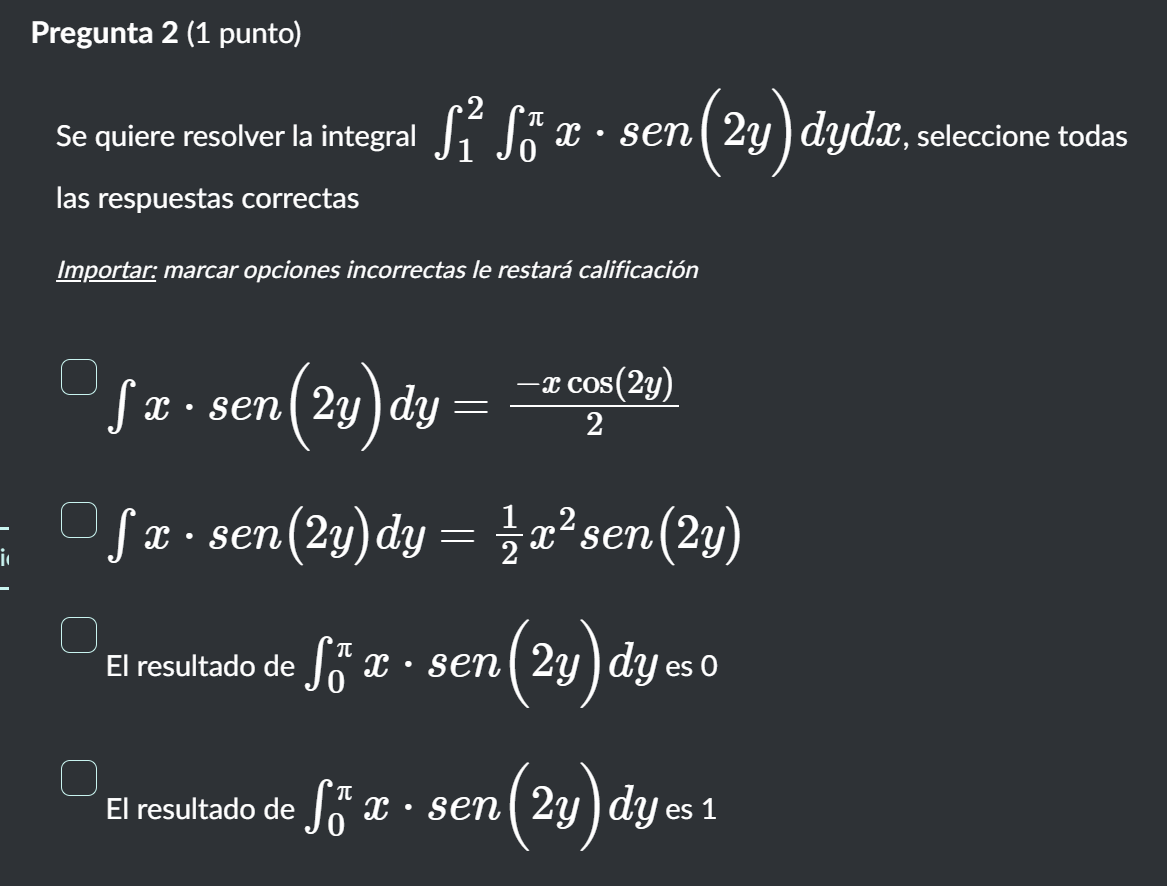 Resuelto:Pregunta 2 (1 punto) Se quiere resolver la integral ∈t _1^(2∈t ...