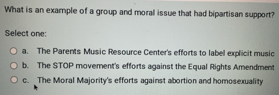 Solved: What is an example of a group and moral issue that had ...