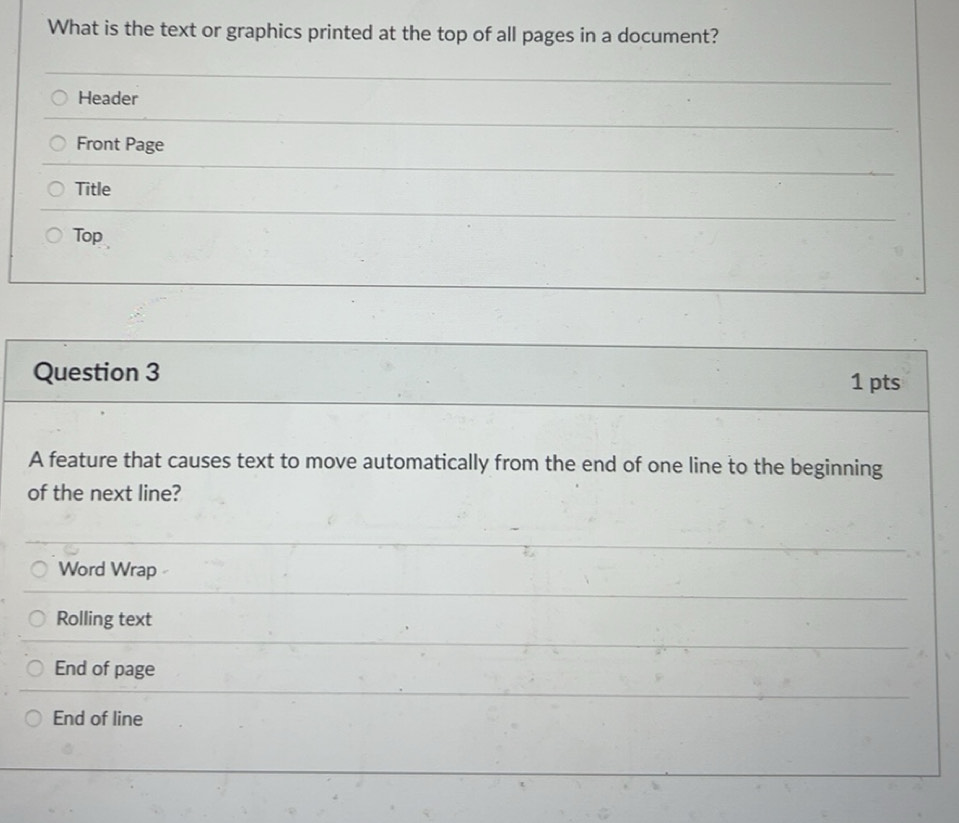 Solved: What is the text or graphics printed at the top of all pages in ...