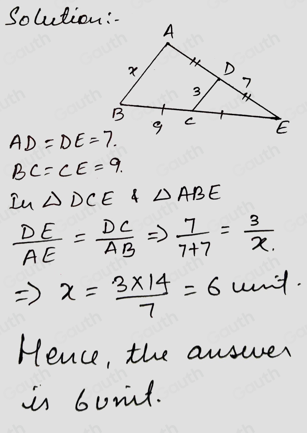 Solved: 2.1 Consider the triangle in the diagram below. There is a line ...