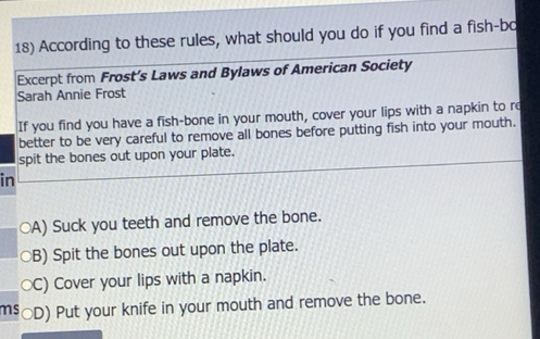 Solved: According to these rules, what should you do if you find a fish ...