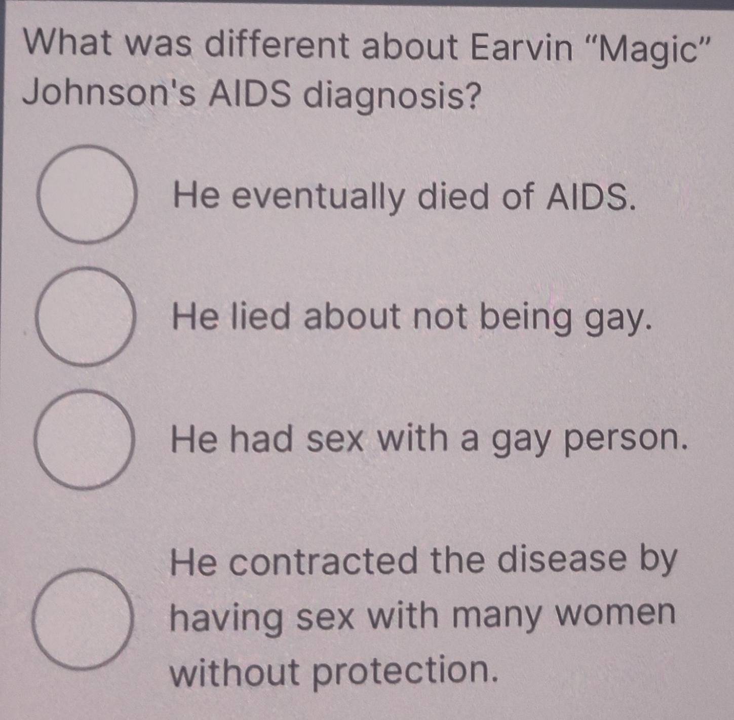 Solved: What was different about Earvin “Magic” Johnson's AIDS ...