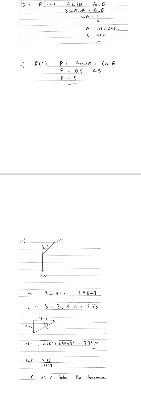 Solved: Three forces, of magnitudes 4N, 6N and PN, act at a point in the directions shown in the ...