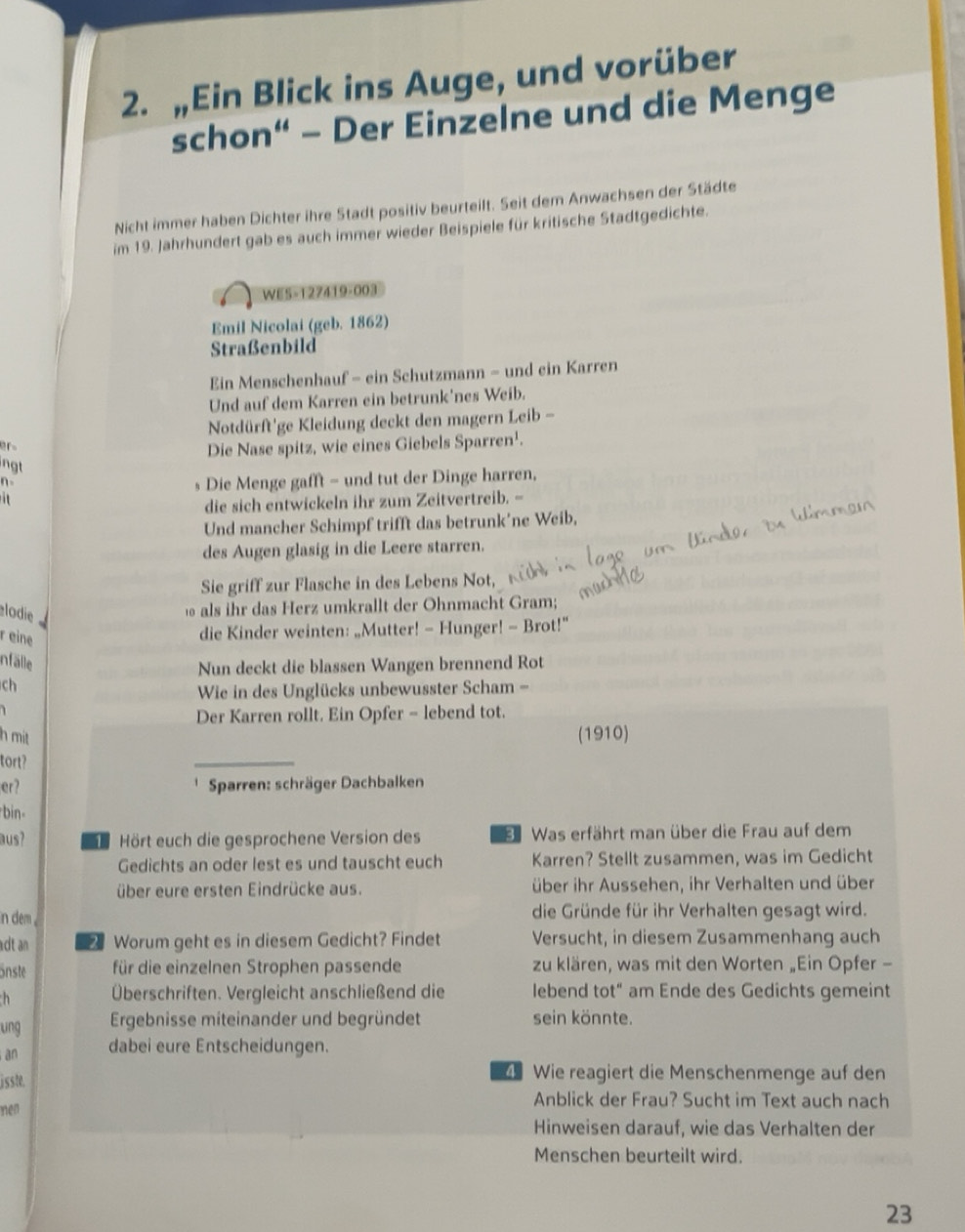 Gelöst:„Ein Blick ins Auge, und vorüber schon“ - Der Einzelne und die ...