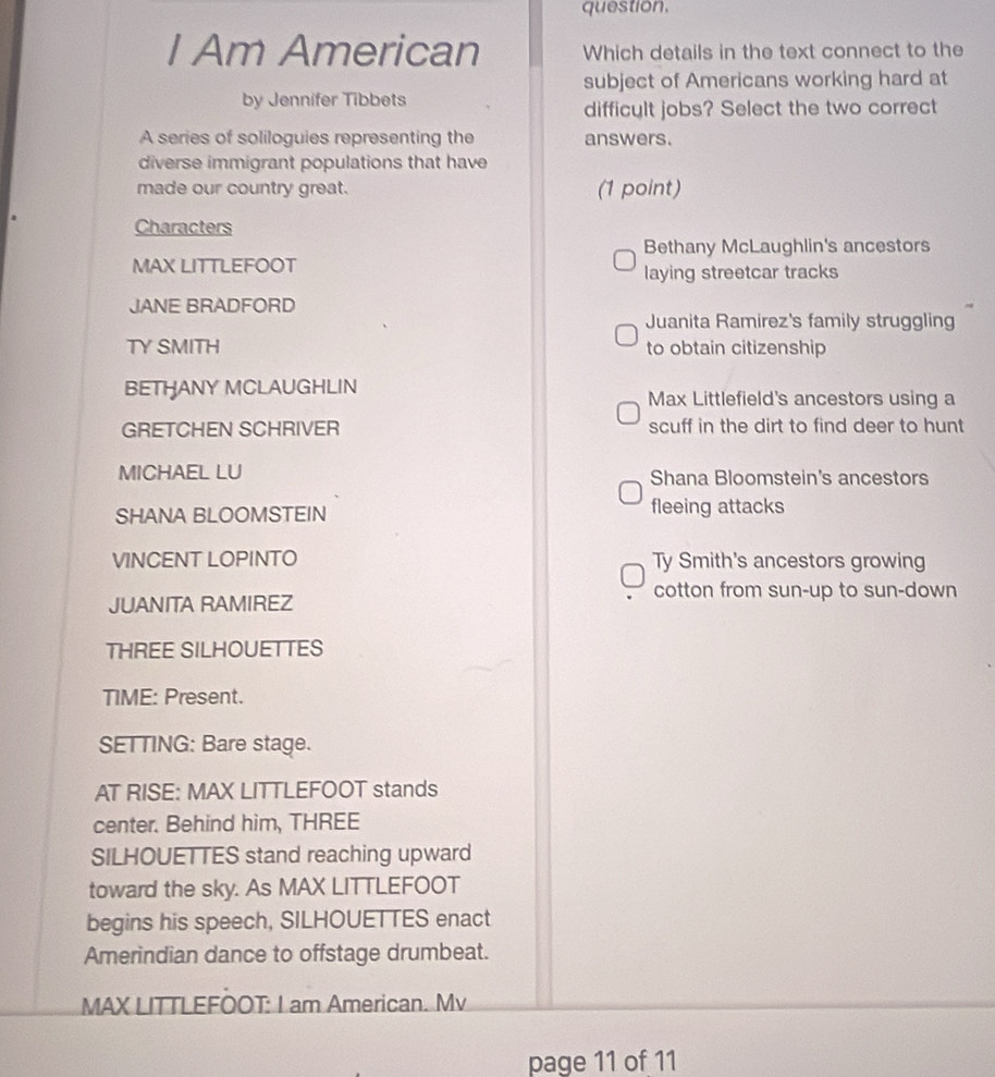 Solved: question. I Am American Which details in the text connect to ...