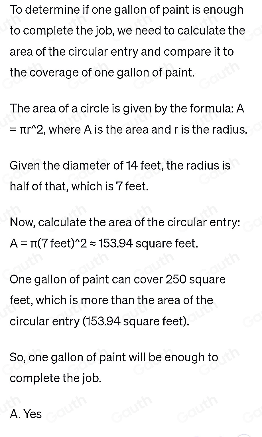 Solved: A painter must paint the floor in a circular entry that has a ...