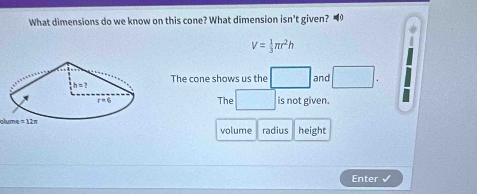 Solved: What dimensions do we know on this cone? What dimension isn’t ...