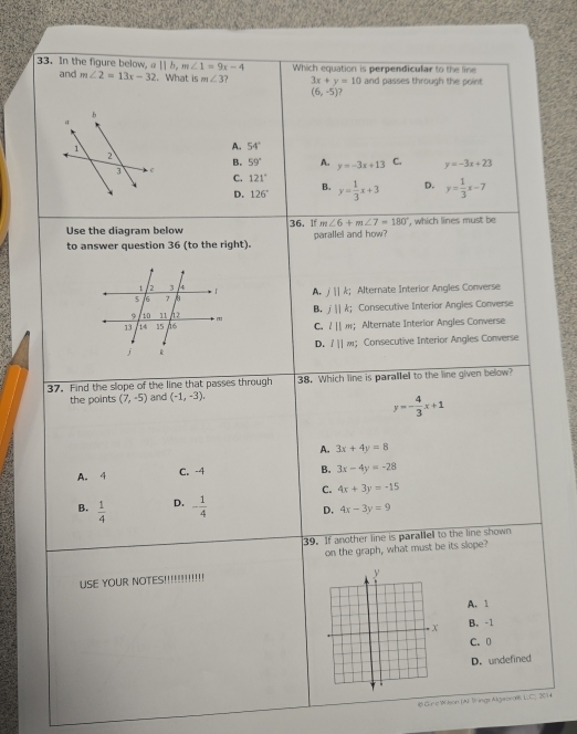 Solved: In the figure below, aparallel b, m∠ 1=9x-4 Which equation is ...