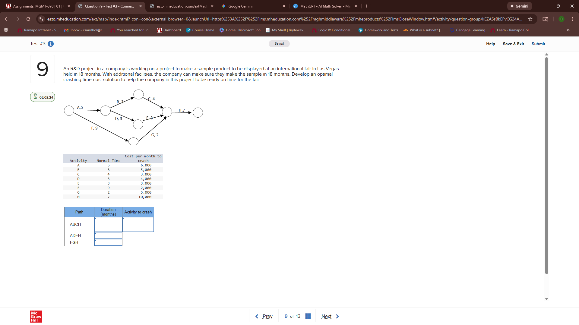 Resolvido:Assignments: MGMT-370 | 01 | × Question 9 - Test #3 - Connec ...
