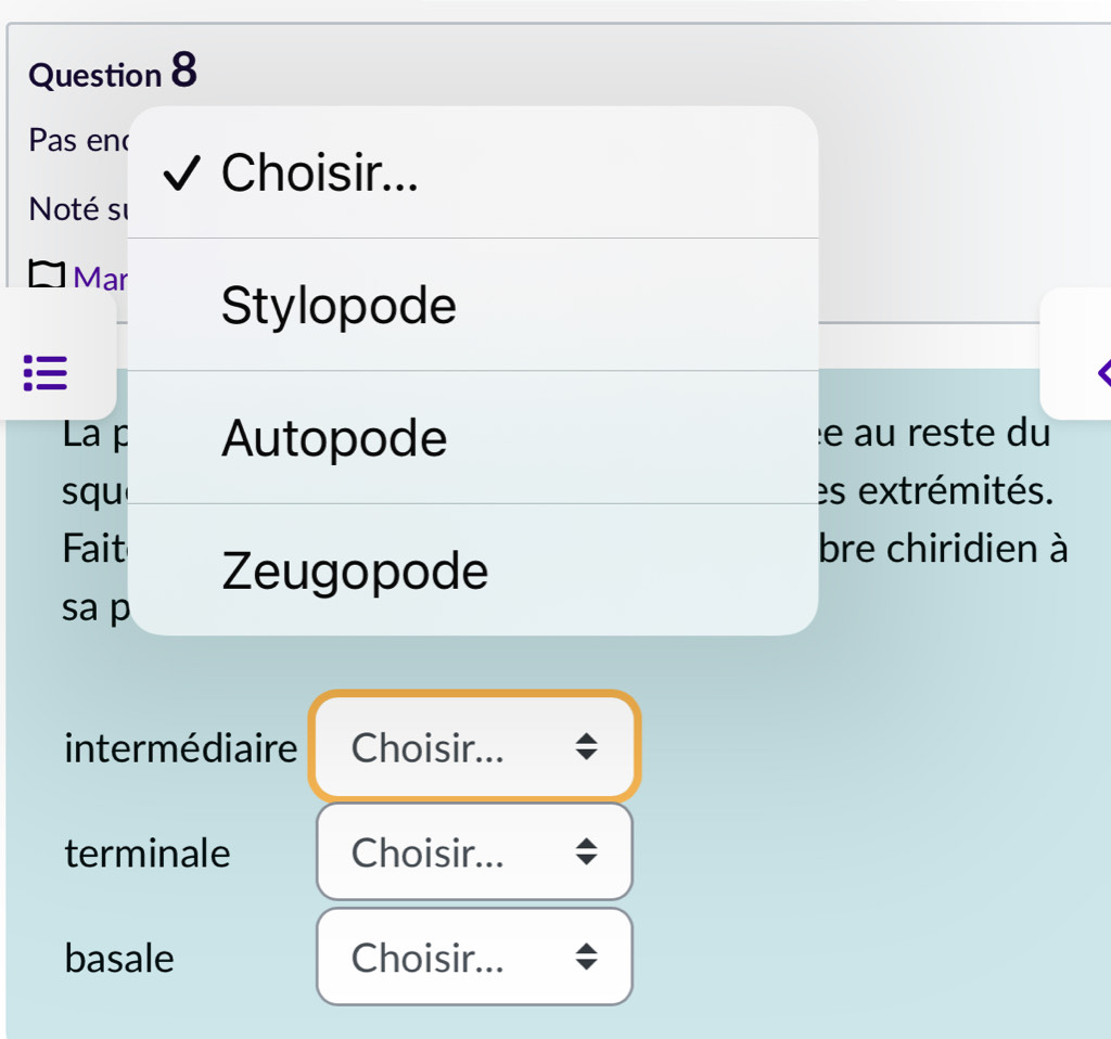 Résolu :Pas en( Choisir... Noté si L Mar Stylopode La p Autopode e au ...