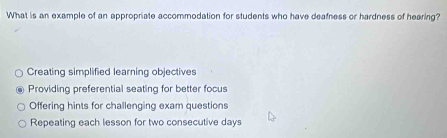 Solved: What is an example of an appropriate accommodation for students ...