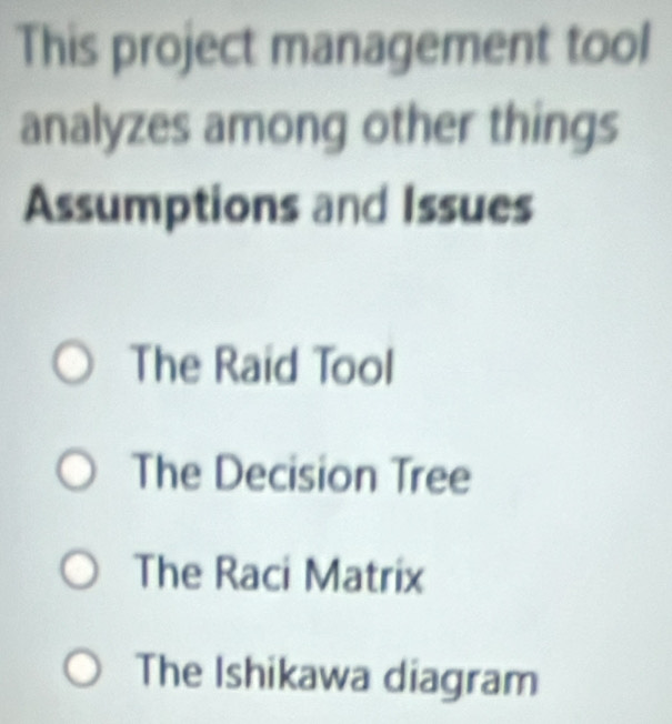 Solved: This project management tool analyzes among other things ...
