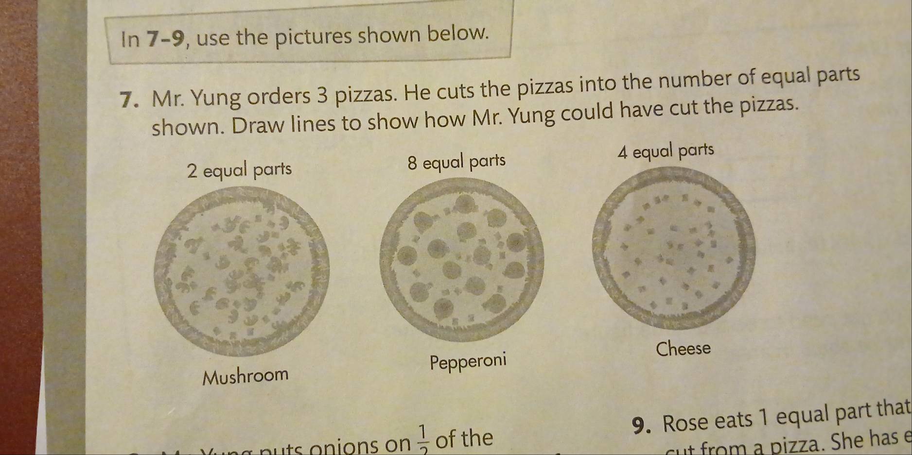 Solved: In 7-9, use the pictures shown below. 7. Mr. Yung orders 3 ...