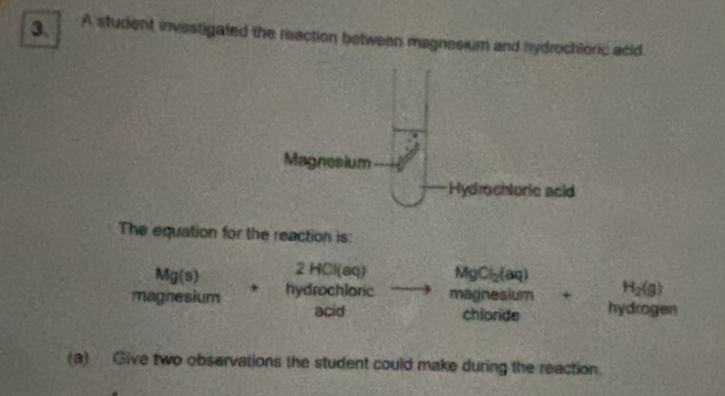 Solved: A student investigated the reaction between magnesium and ...