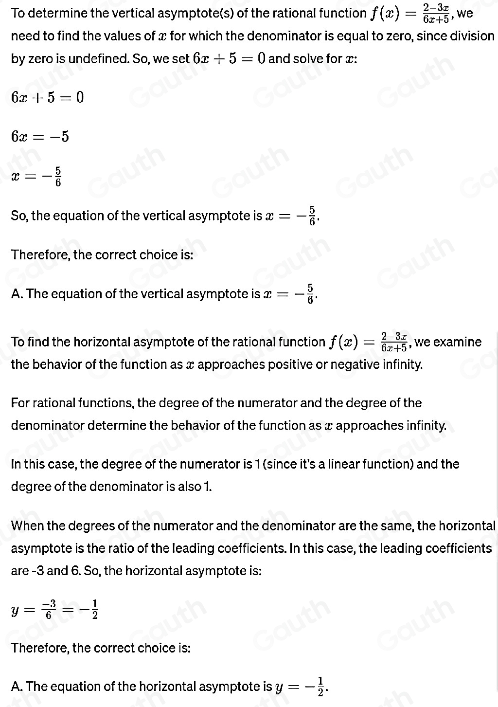 Solved: Give the equations of any vertical or horizontal asymptotes for ...